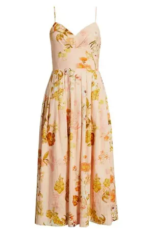Julia Jordan Floral Linen Blend Midi Dress