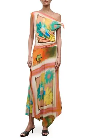 Staud Portia One-shoulder Floral Print Maxi Dress - Superbloom