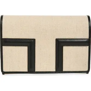 TOTEME T-flap Canvas & Leather Envelope Clutch - Ecru