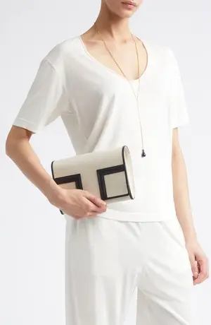 TOTEME T-flap Canvas & Leather Envelope Clutch
