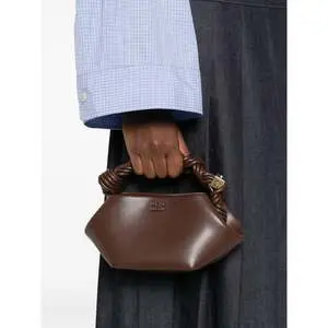 GANNI Twisted Handle Satchel Bag - Brown