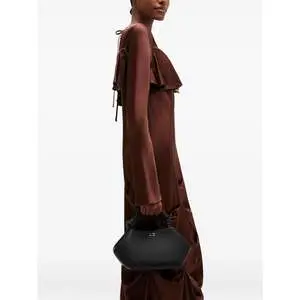 GANNI Structured Tote Bag With Twisted Top Handle - Black