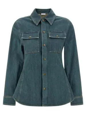 Burberry Dakota Denim Shirt With Contrast Stitching - Blue