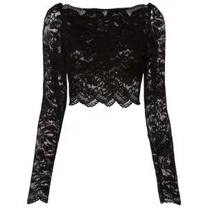 Rabanne Floral Lace Cropped Top - Black