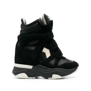 Isabel Marant Étoile Calf Leather And Suede High Top Sneakers - Black