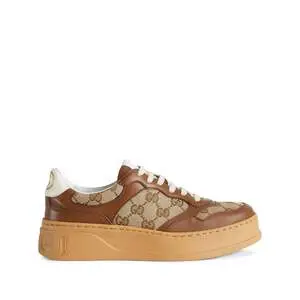 Gucci Gg Supreme Canvas And Leather Trainers - Brown