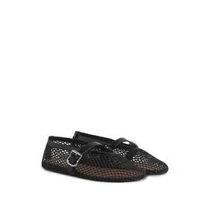 Alaïa Mesh Ballet Flats With Buckle Strap - Black