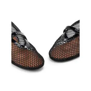 Alaïa Mesh Ballet Flats With Buckle Strap - Black