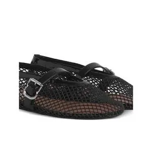 Alaïa Mesh Ballet Flats With Buckle Strap - Black