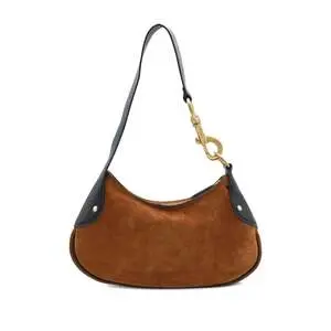 Mulberry Suede Shoulder Bag With Gold-tone Hardware - Brown