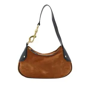 Mulberry Suede Shoulder Bag With Gold-tone Hardware - Brown