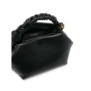 GANNI Leather Top Handle Bag - Black