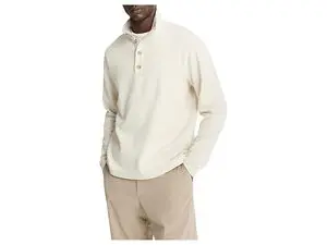 Vince Button Mock Neck Long Sleeve Clothing H - Bone