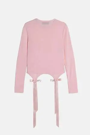Simone Rocha Long Sleeve T-shirt With Bow Detail - Rosa