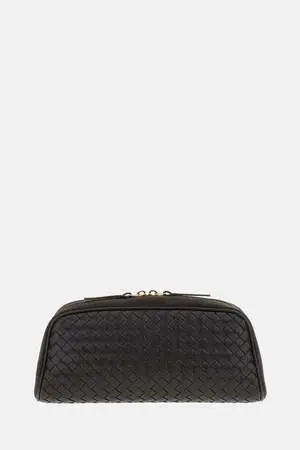 Bottega Veneta Large Knot Pochette In Suede And Napa Leather - Marrone