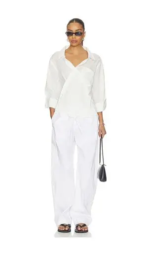 CISSA Asymmetrical Button-up Overshirt - White