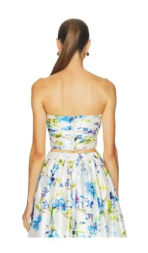 Hemant & Nandita Strapless Floral Print Top
