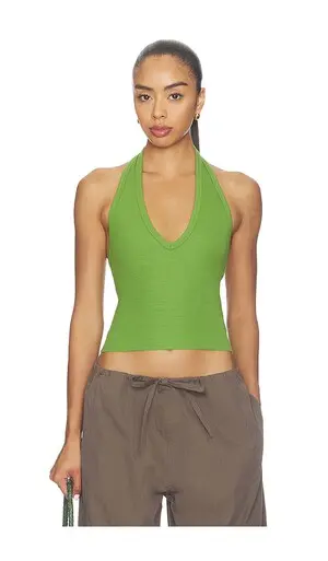 Eterne Cropped Halter Top - Green