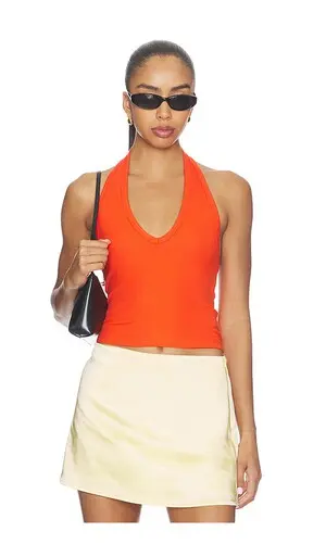 Eterne Cropped Halter Top - Orange