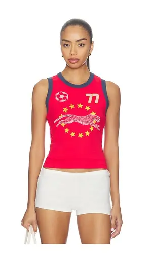 Daydreamer Team Cheetah Shrunken Tank Top - Red