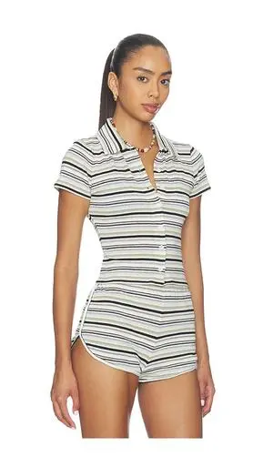 LOVERS AND FRIENDS Striped Terrycloth Top