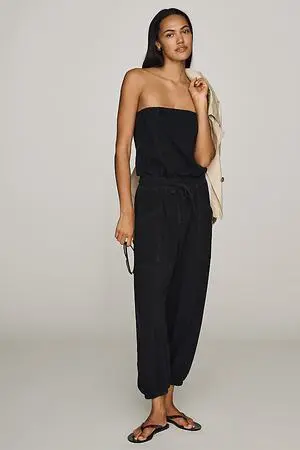 DAILY PRACTICE Strapless Cotton-spandex Jumpsuit - Black