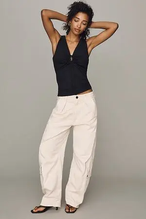 NATION LOS ANGELES Gracie Cotton Tie-front Top - Black