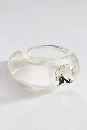 Anthropologie Gemstone Resin Cocktail Ring - Clear