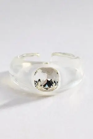 Anthropologie Gemstone Resin Cocktail Ring - Clear