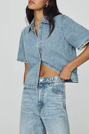 FRAME Crochet Bow High Rise Crop Barrel Jeans