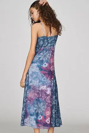 PILCRO Mesh Seamed Midi Dress