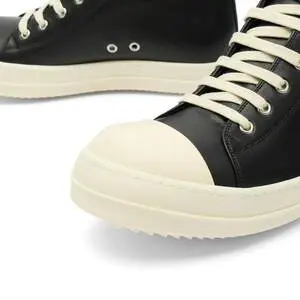Rick Owens Leather Low Top Sneakers With Shark Tooth Outsole