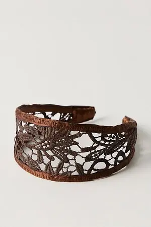 CURRIED MYRRH Lena Crochet Hard Headband - Chocolat