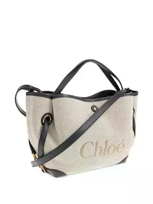 Chloé Clover Logo-print Leather-trim Tote Bag - Neutrals