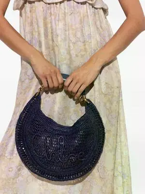 Chloé Embroidered Raffia Tote Bag