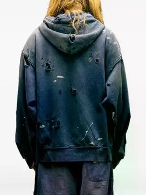 SATOSHI NAKAMOTO Logo-print Distressed Hoodie