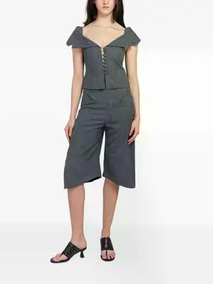 GANNI Off-shoulder Button-up Top