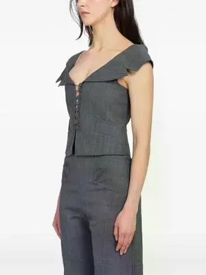 GANNI Off-shoulder Button-up Top