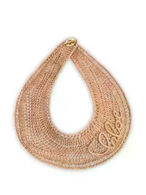 Chloé Raffia Logo Embroidered Visor - Neutrals