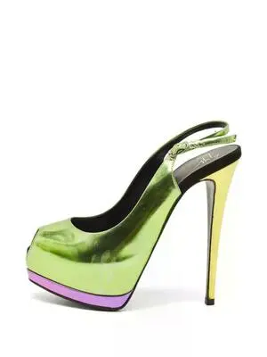 GIUSEPPE ZANOTTI Peep-toe Slingback Sandals - Green