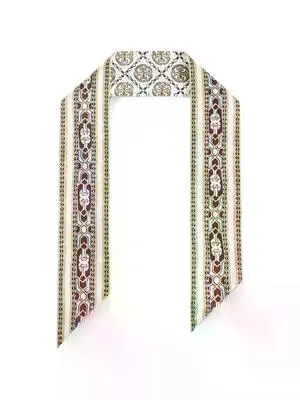 Tory Burch Logo-print Silk Scarf - Neutrals