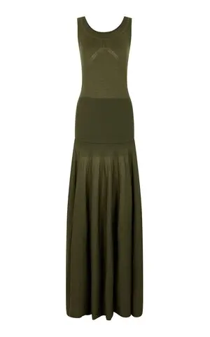 Rabanne Wool-silk Maxi Dress - Khaki