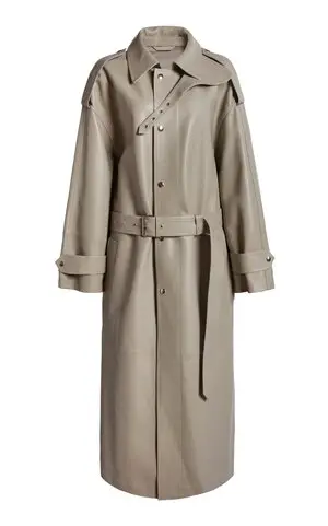 Victoria Beckham Paneled Lamb Leather Trench Coat