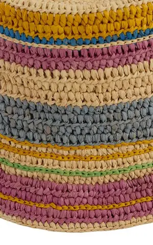 Rabanne Striped Raffia Bob Hat