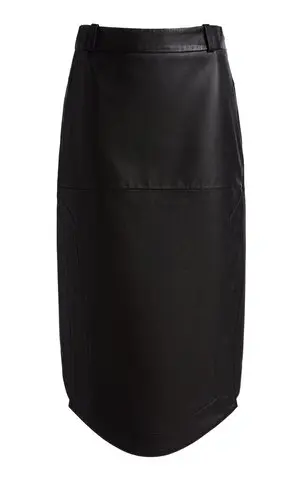 Victoria Beckham Lamb Leather Wrap Midi Skirt - Black