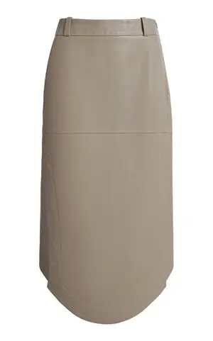 Victoria Beckham Lamb Leather Wrap Midi Skirt - Light Grey