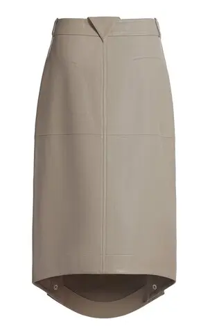 Victoria Beckham Lamb Leather Wrap Midi Skirt - Light Grey