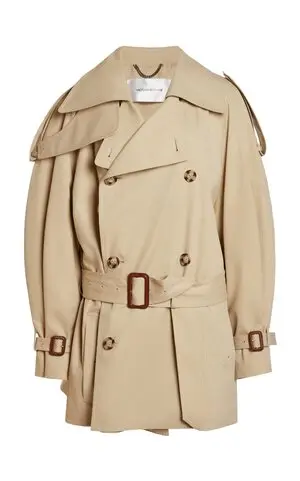 Victoria Beckham Short Cotton Trench Coat - Tan