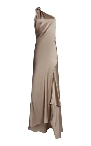 Victoria Beckham Asymmetrical Draped Midi Dress - Light Grey