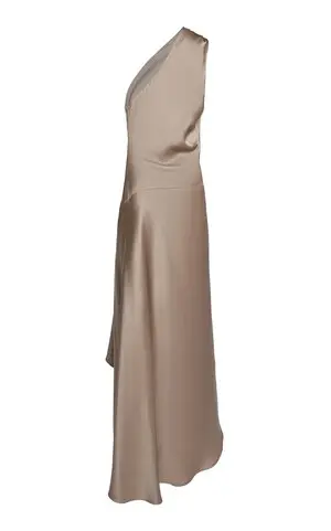 Victoria Beckham Asymmetrical Draped Midi Dress - Light Grey
